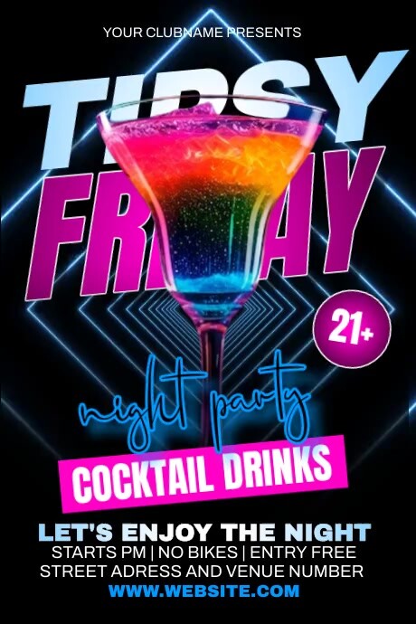 Plantilla de Cocktail Drink Friday Night | PosterMyWall