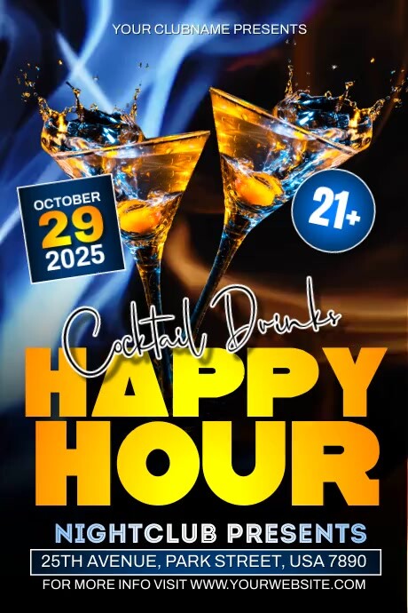 Modèle Cocktail Drink Happy Hour | PosterMyWall