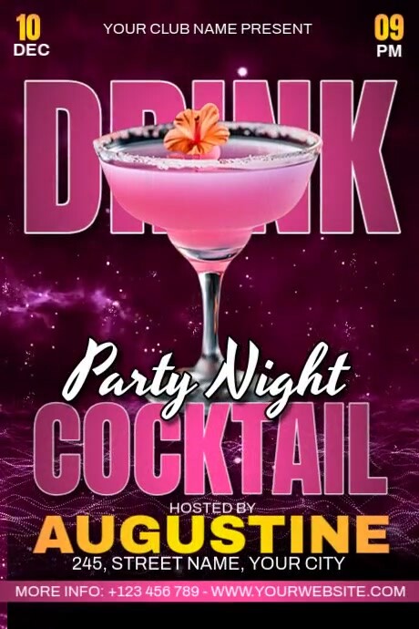 Cocktail Drink Party Night Template | PosterMyWall