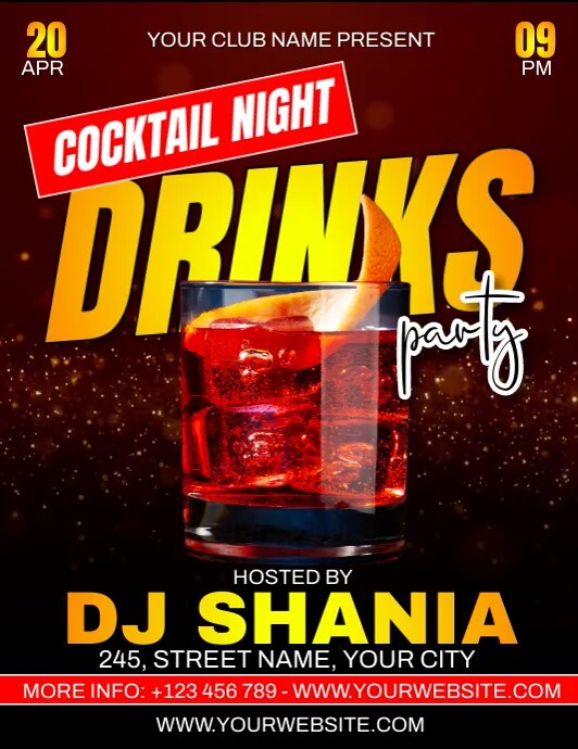 Plantilla de Cocktail Drinks Night Party | PosterMyWall