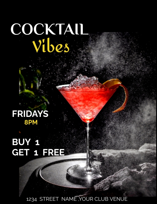 Cocktail flyer Template | PosterMyWall