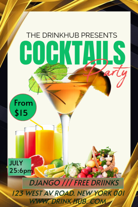 Cocktail flyer template design | PosterMyWall