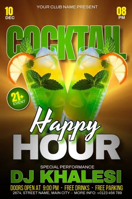 Cocktail Happy Hour Template | PosterMyWall