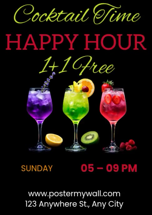 Cocktail happy hour Template | PosterMyWall