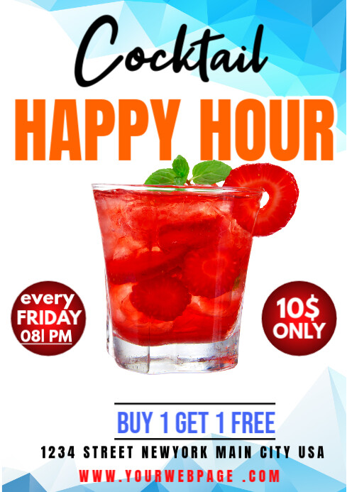 cocktail happy hour Template | PosterMyWall