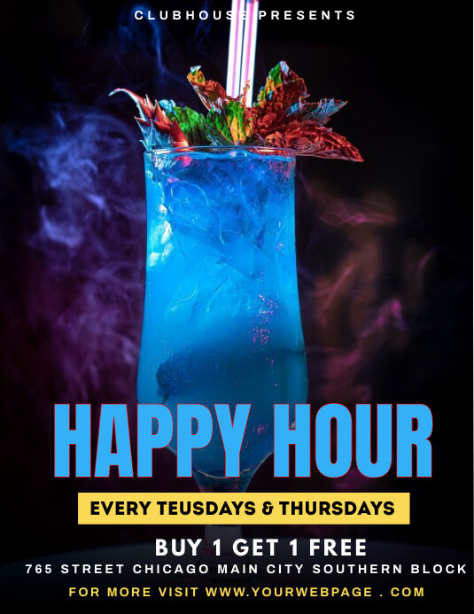 cocktail happy hour Template | PosterMyWall