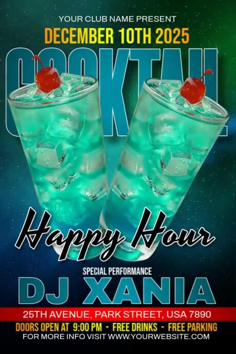 Cocktail Happy Hour Template | PosterMyWall