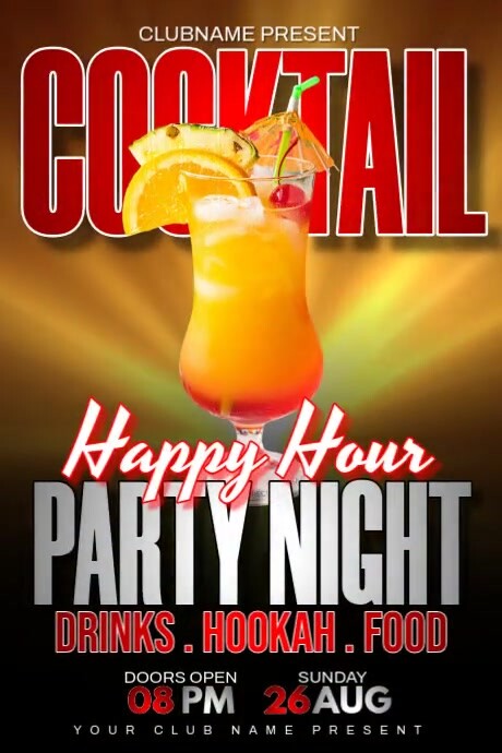 Cocktail Happy Hour Template | PosterMyWall