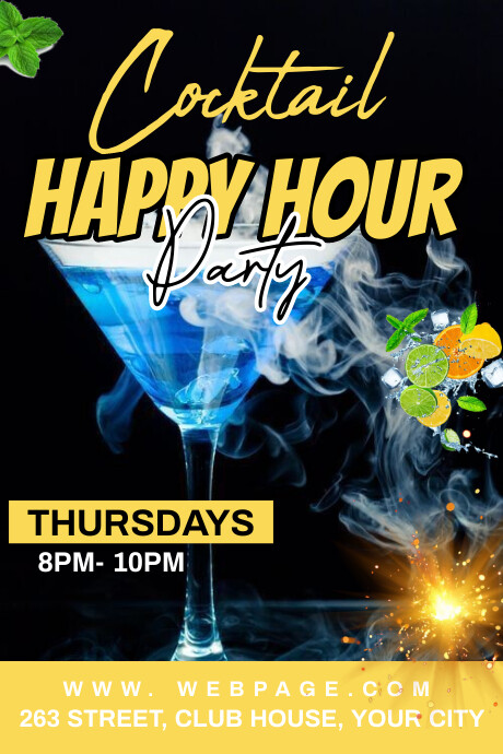 Plantilla de cocktail happy hour | PosterMyWall