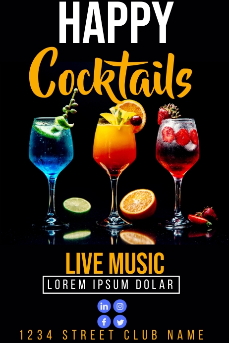 cocktail happy hour post Template | PosterMyWall