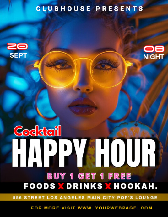 Copy of cocktail happy hour posters, happy hour posters | PosterMyWall