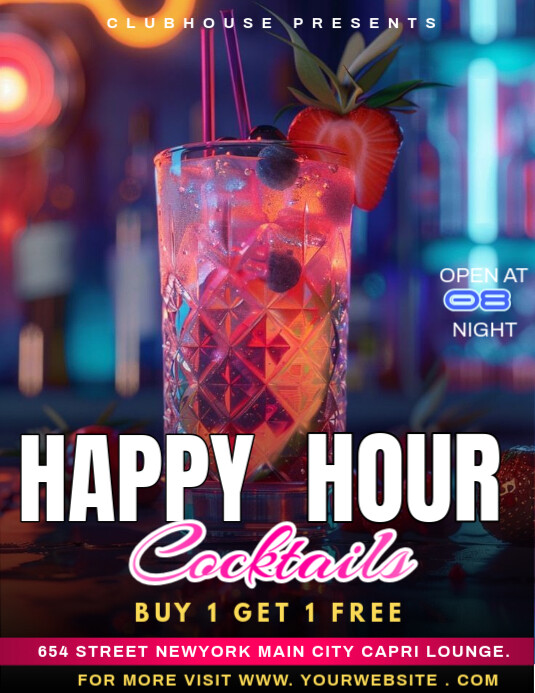 Plantilla de cocktail happy hour posters | PosterMyWall