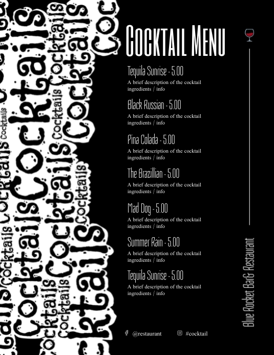 Cocktail Menu (urban) Template | PosterMyWall