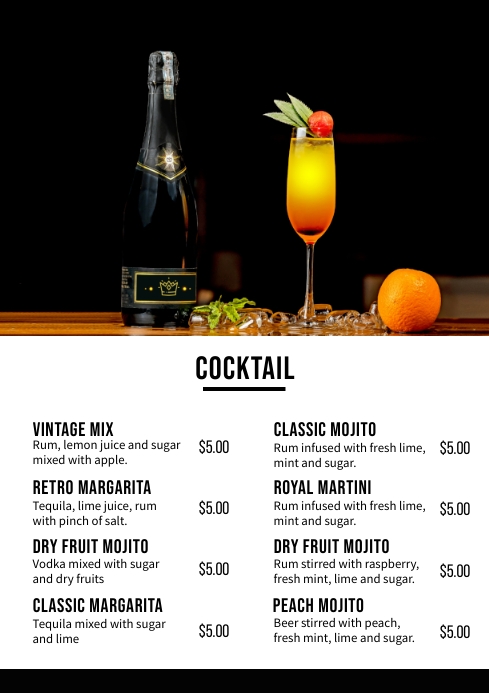 Copy of Cocktail Menu A4 | PosterMyWall