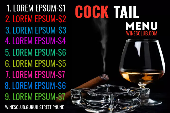 cocktail menu ad Template | PosterMyWall