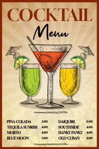 Cocktail Menu Card Template | PosterMyWall