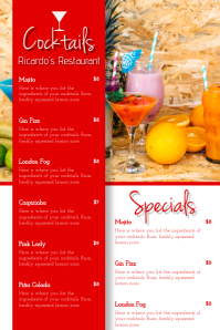 Cocktail Menu Card Template | PosterMyWall
