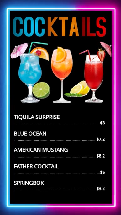 Cocktail Menu Design Inspiration เทมเพลต | PosterMyWall