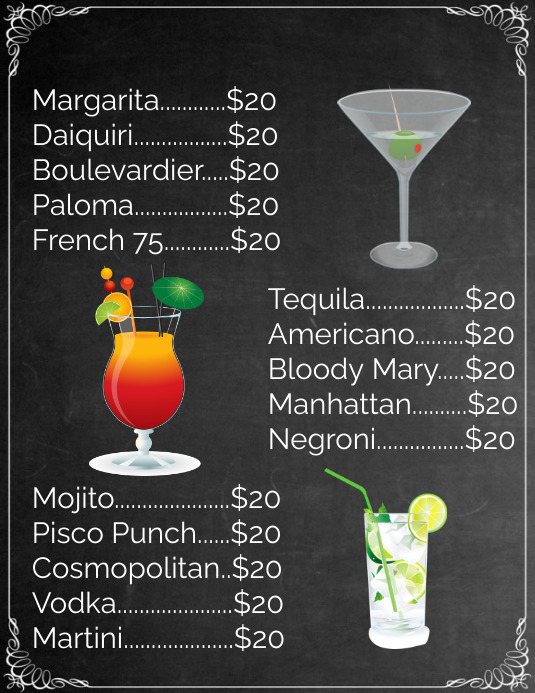 Copy of cocktail menu | PosterMyWall