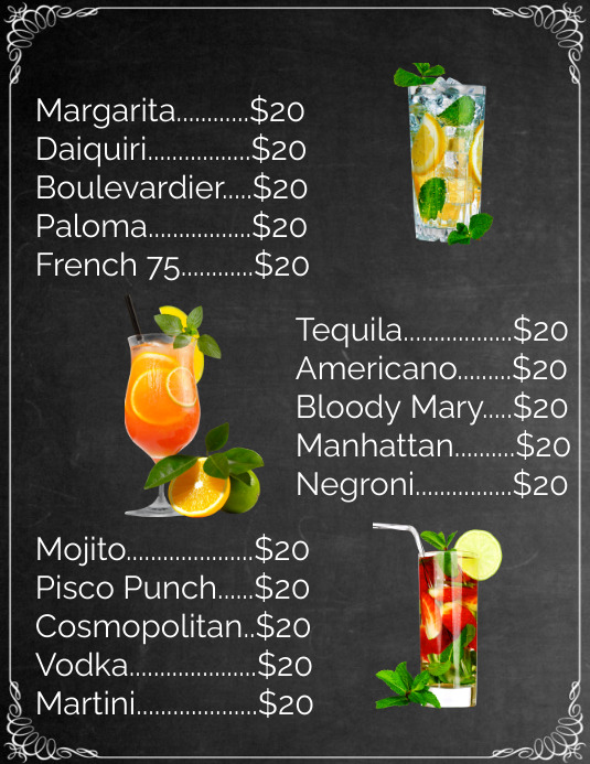Copy of cocktail menu | PosterMyWall
