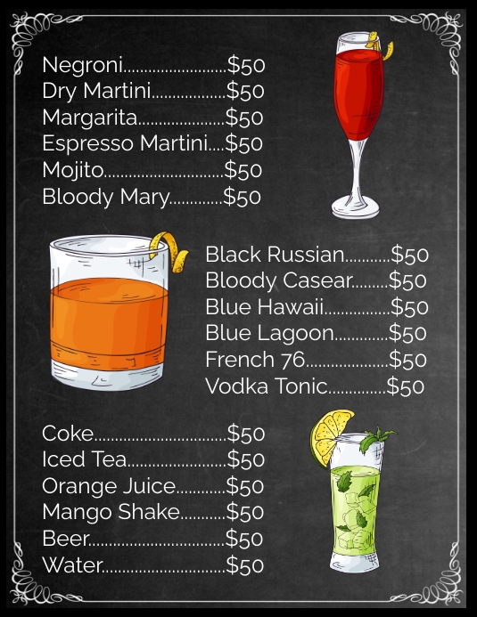 Copy of cocktail menu | PosterMyWall