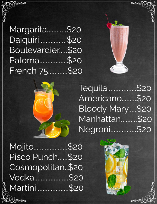 cocktail menu Template | PosterMyWall