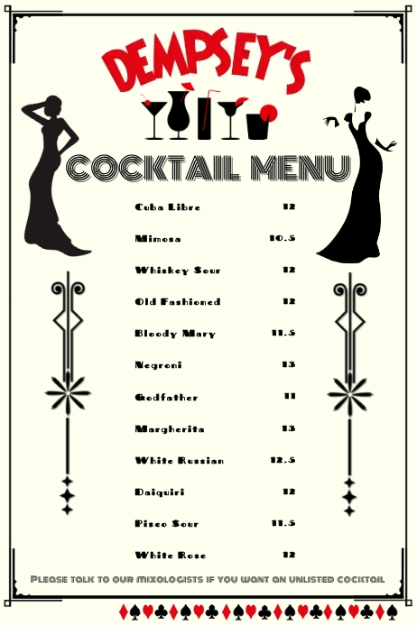 Cocktail Menu Poster Template | PosterMyWall