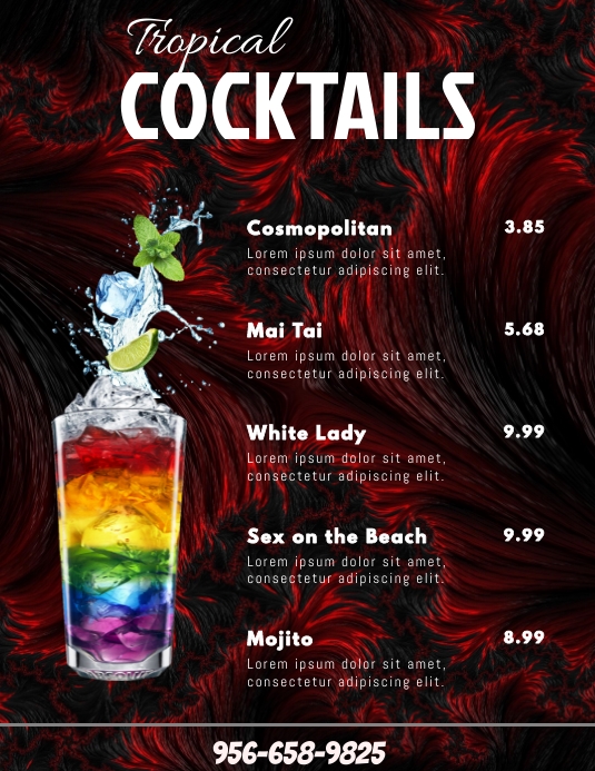 Cocktail menu rack card design template | PosterMyWall
