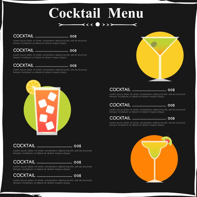 Cocktail Menus Template | PosterMyWall