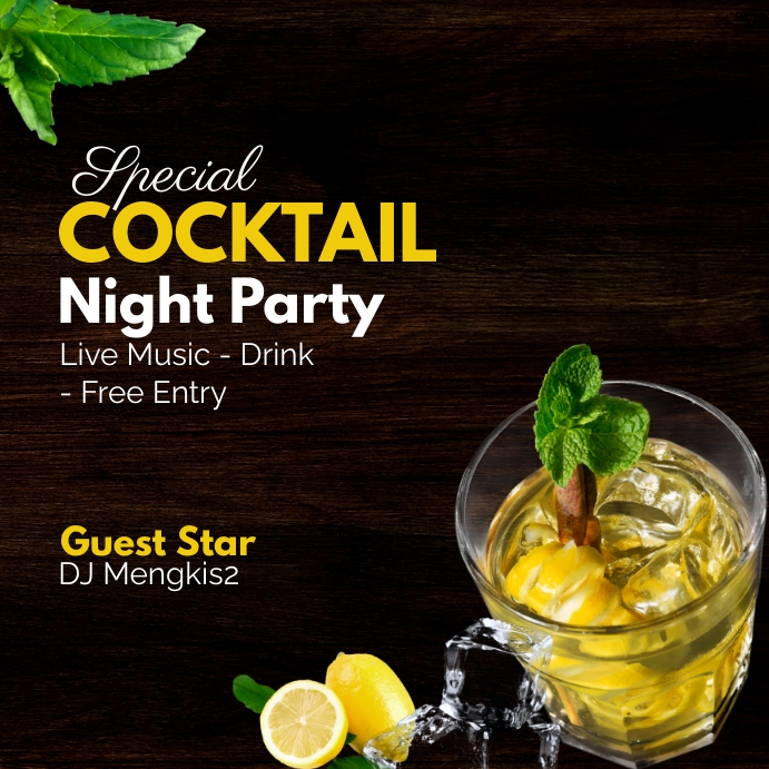 COCKTAIL NIGHT FLYER POSTER TEMPLATE | PosterMyWall