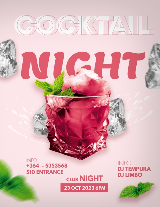 COCKTAIL NIGHT FLYER POSTER TEMPLATE | PosterMyWall