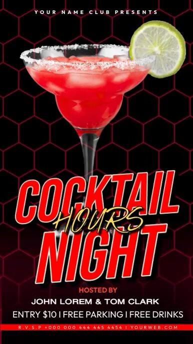 Cocktail Night Hours Template | PosterMyWall