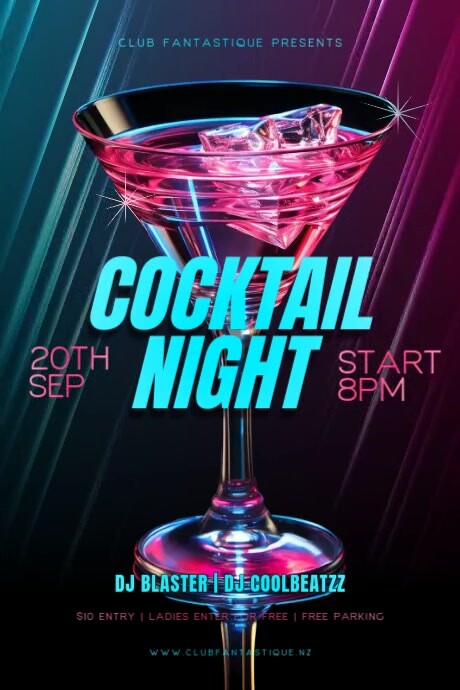 Cocktail Night Party Ad | PosterMyWall