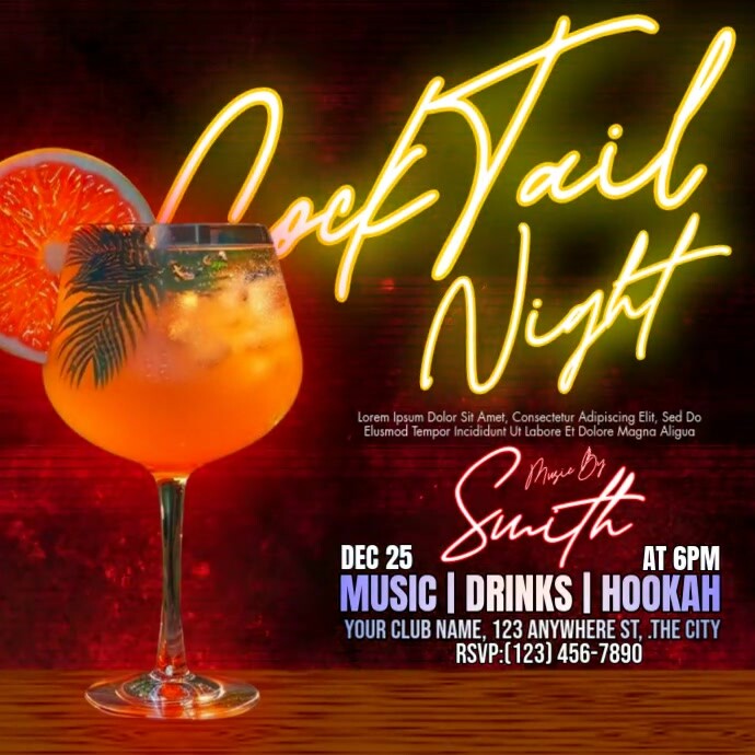 Cocktail Night Party Template | PosterMyWall