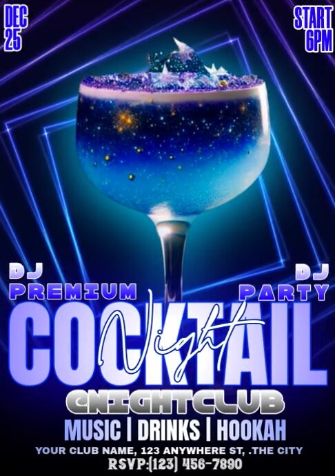 Cocktail Night Party Template | PosterMyWall