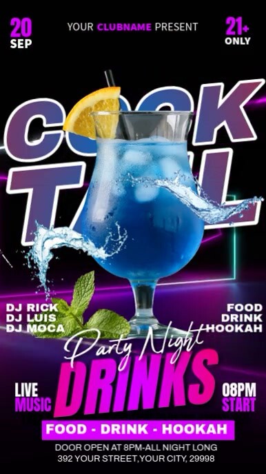 Cocktail Night Party Template | PosterMyWall