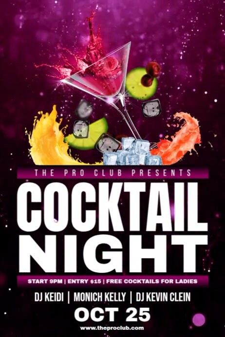 Cocktail Night Party Video Template | PosterMyWall
