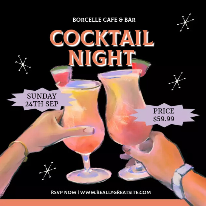 Cocktail Nights Instagram Post Template | PosterMyWall