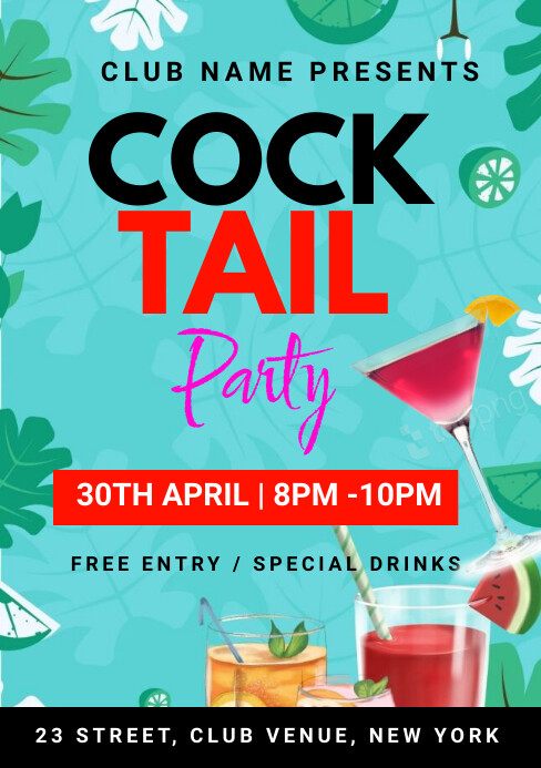 Plantilla de Cocktail party flyer Template | PosterMyWall