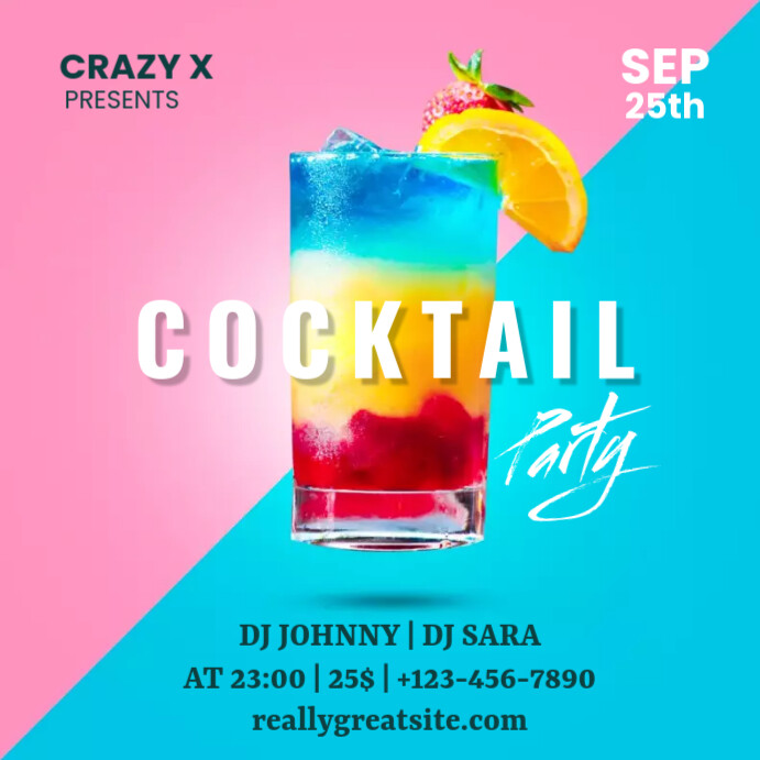 Cocktail Party Instagram Post Template | PosterMyWall