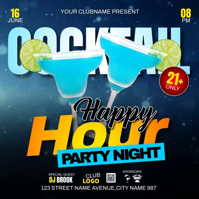 Cocktail Party Night Template | PosterMyWall