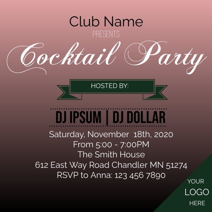 cocktail party post Template | PosterMyWall