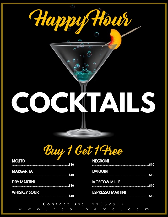 Cocktail poster Template | PosterMyWall