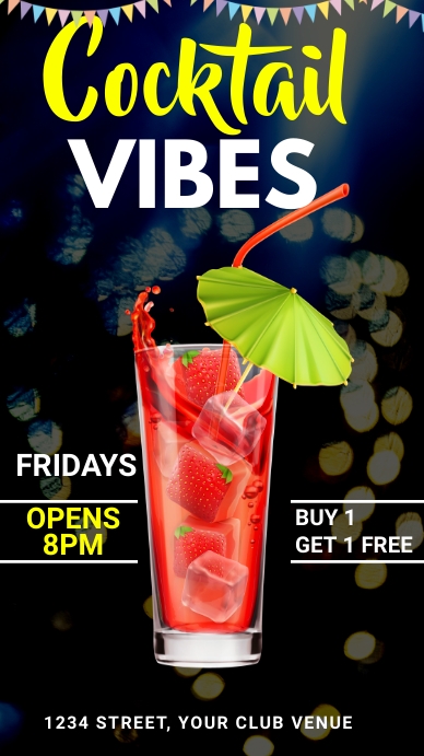 Cocktail vibes, Cocktails, Bar flyer Template | PosterMyWall