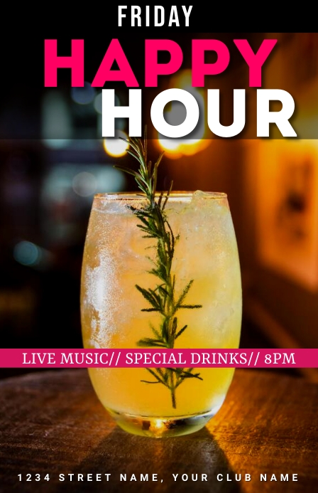 Cocktails, Happy Hour, Menu Template | PosterMyWall