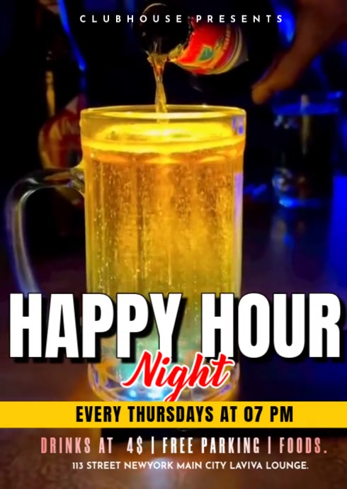 cocktails ,happy hour ,bar flyers Template | PosterMyWall