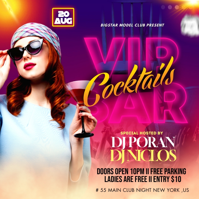 Cocktails Bar party flyer Template | PosterMyWall