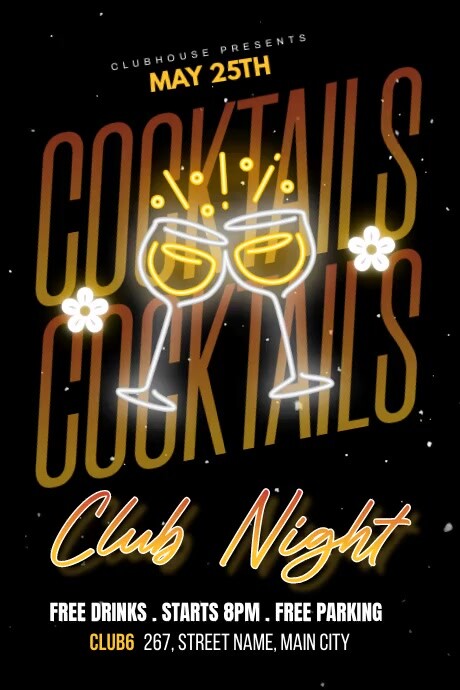 Cocktails Club Night Template | PosterMyWall