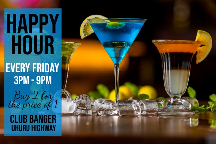 COCKTAILS HAPPY HOUR FLYER Template | PosterMyWall
