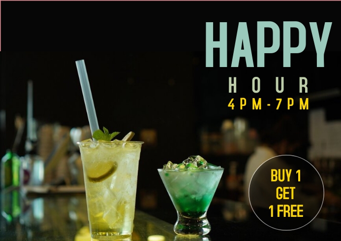 Cocktails happy hour poster Template | PosterMyWall